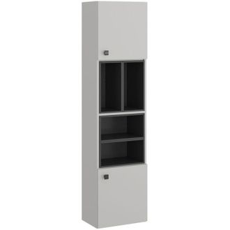 Vicco Meuble de rangement de salle de bain Gerta, Gris, 37.5 x 150 cm avec porte et compartiments ouverts