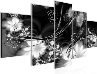 Runa Art Bilder Abstrakt Blumen 200 x 100 cm 5 Teilig XXL Wanddekoration Design Schwarz Weiss 102451c