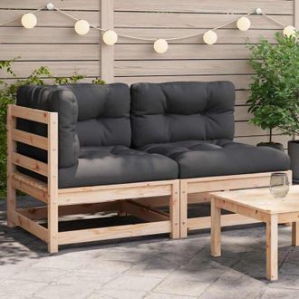 vidaXL Canap&eacute; de jardin avec coussins 2 places bois de pin massif