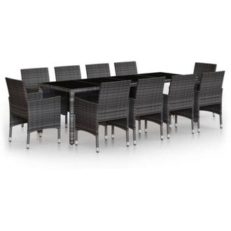 vidaXL Vidaxl - Ensemble &agrave; manger de jardin 11 pcs r&eacute;sine tress&eacute;e gris