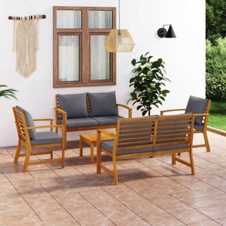 vidaXL Salon de jardin 5 pcs avec coussin Bois dacacia solide
