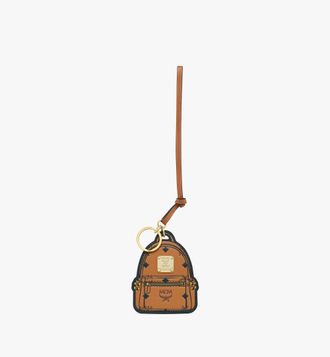 MCM 2D Stark Rucksack-Anh&auml;nger aus Leder mit Monogramm-Print