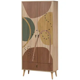 Dmora Kleiderschrank 2 Türen Dmontell, Schlafzimmermöbel, Schrank, Garderobe, 80x45h190 cm, Bunt - Dmora