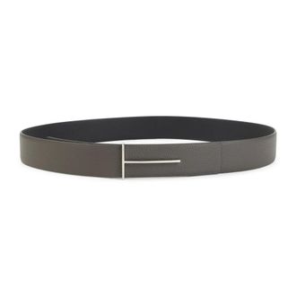 Tom Ford Ceinture en cuir de veau gris fum&eacute; et noir - Homme - Accessoires - Gris - Taille: 100 CM