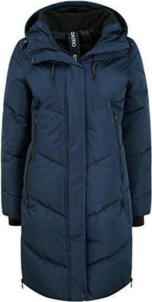 Oxmo OXJuna Femme Manteau dhiver Parka Veste avec Capuche Bande &eacute;lastique Poches zipp&eacute;es Fermeture &eacute;clair lat&eacute;rales Regular Fit, Taille:XS, Couleur:Insigni