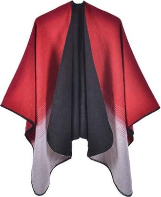 Generic Poncho Femme Hiver Chaud Chale Femme Hiver Chaud Cape Femme Effet enveloppant Cape Imprim&eacute;e Tendance Doubl&eacute;e Tr&egrave;s Chaude Polyvalente Saison Froide