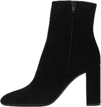 Generic Bottines &agrave; Talons Carr&eacute;s en Daim pour Femmes, Bottines Courtes &eacute;l&eacute;gantes pour Lautomne et lhiver, Chaussures Confortables &agrave; Bout Rond et Talons Bloc p