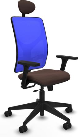 Piqueras y Crespo Sicherheitsstuhl mit 3D-Armen, h&ouml;henverstellbarer Lendenwirbelst&uuml;tze und festem Kopfteil, ausgestattet mit Syncro/Traslack und Schneideschaum, Blau/Du