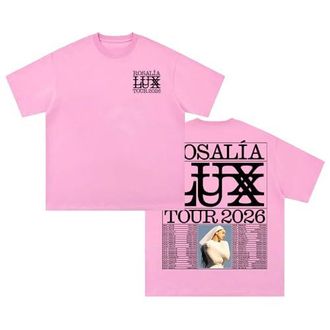 Generic Rosalia Lux Tour 2026 T-shirt unisexe col rond à manches courtes en coton pour homme et femme, rose, XXL