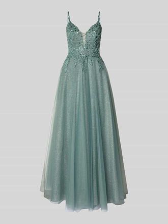 Luxuar Fashion Abendkleid mit floralem Ziersteinbesatz
