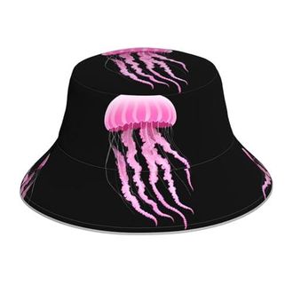 Generic Chapeau De Seau Image M&eacute;duse Rose Chapeau De P&ecirc;che Respirant &Eacute;t&eacute; Bonnet De Soleil, pour Chasse, Le Camping, Plage, 56-58cm