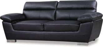 Habitat et Jardin Feststehendes Sofa aus rekonstituiertem Leder und PVC Dallas - 210 X 88 X 90 cm - 3 Sitze - Schwarz