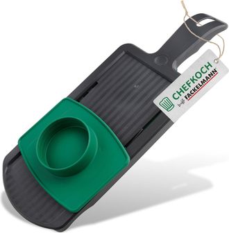 Fackelmann Chefkoch trifft Fackelmann Gem&uuml;sehobel mit Restehalter - Mandoline mit extrascharfen Edelstahlklingen, Gem&uuml;seschneider mit Verstellm&ouml;glichkeit von 1-6
