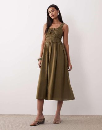 Nobody's Child Ariel - Midikleid in Khakigr&uuml;n