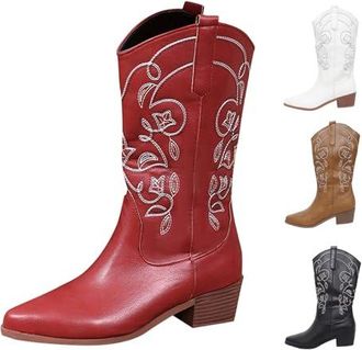Generico Bottines Cowboy pour femme style cowboy occidental et &eacute;quitation, design &eacute;l&eacute;gant brod&eacute;, look d&eacute;contract&eacute; ou f&ecirc;te, confortable, id&eacute;al pour la saison au