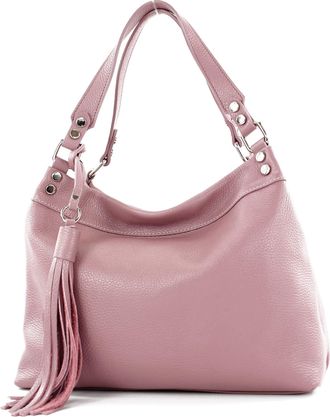 modamoda.de T201 Damen Leder Schultertasche Handtasche handmade in Italy, Farbe:Altrosa