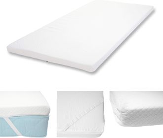 Mendler 6cm Kaltschaum-Matratzentopper HWC-E63, Topper Matratzenauflage Matratzenschoner - 90x200cm Weiß