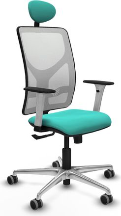 Piqueras y Crespo Schreibtischstuhl in T&uuml;rkis, mit wei&szlig;en und schwarzen Armlehnen, h&ouml;henverstellbare Lendenwirbelst&uuml;tze und festes Kopfteil, ausgestattet mit 3 Position