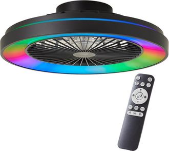Brilliant LED-Deckenleuchte mit Ventilator, 48,5 cm - Schwarz, Metall & Kunststoff, RGB & CCT-Technologie, Dimmbar, inklusive Fernbedienung