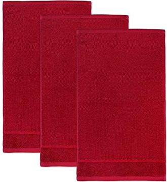 FROTTANA Pearl Gästetuch 30 x 50 cm aus 100% Baumwolle, Ruby 3er Set