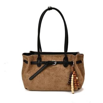 Generic Sac fourre-tout en daim synth&eacute;tique pour femme - Vintage - Grande capacit&eacute; - Pour le quotidien et le travail, kaki, Mittelgro&szlig;e