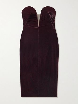 Tom Ford Tr&auml;gerloses Midikleid Aus Samt - Burgunder