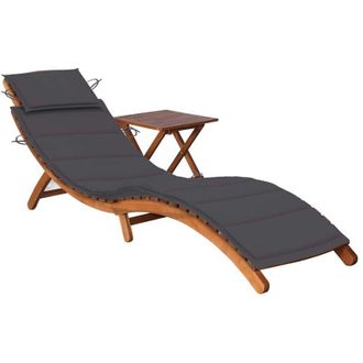 vidaXL Vidaxl - Sonnenliege mit Tisch und Auflage Massivholz Akazie