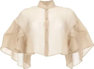 Max Mara Femme, Blouses et Chemises, Beige, Taille: 40 FR Chemise &agrave; volants superpos&eacute;s