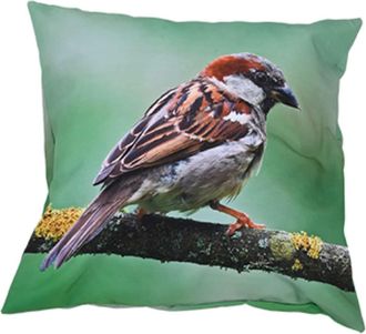 Esschert Design Outdoorkissen S mit Haussperlingmotiv 40 x 40 cm aus Polyester