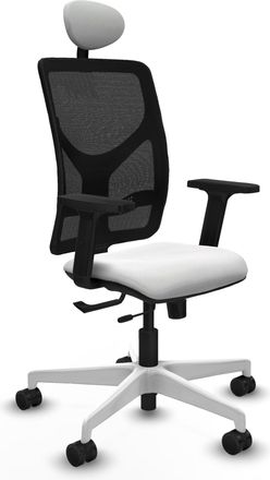 Piqueras y Crespo Wei&szlig;er Stuhl aus PC mit 2D-Armlehnen, h&ouml;henverstellbarer Lendenwirbelst&uuml;tze und festem Kopfteil, ausgestattet mit Syncro/Traslack und Schneideschaum, 