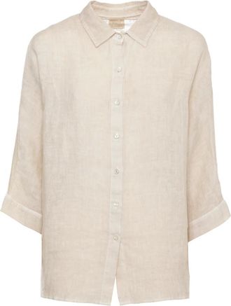 120% Lino Femme, Blouses et Chemises, Beige, Taille: 38 FR Chemise en lin