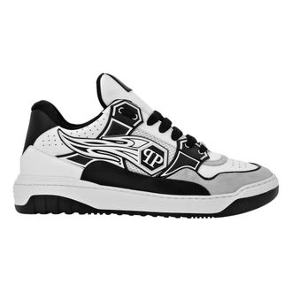 Philipp Plein Homme, Chaussures, Multicolore, Taille: 41 EU Mix Leather Lo-Top Baskets Strass Hexagon