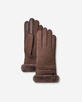 UGG Lammfellhandschuhe mit N&auml;hten f&uuml;r Damen in Allspice, Gr&ouml;&szlig;e Schaffell