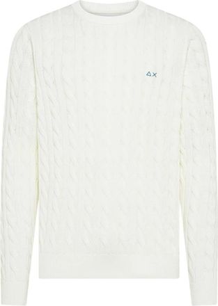 Sun 68 Homme, Pulls, Blanc, Taille: M Cable Knit Sweater L/S