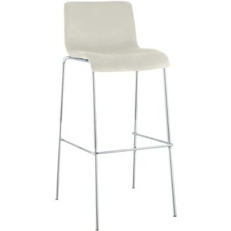 Clp Tabouret de Bar Hover Velours Pi&egrave;tement Quatre Pieds Chrome Cr&egrave;me