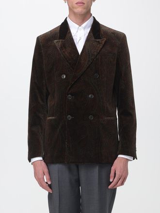 Etro Blazer crois&eacute; en velours avec revers en pointe