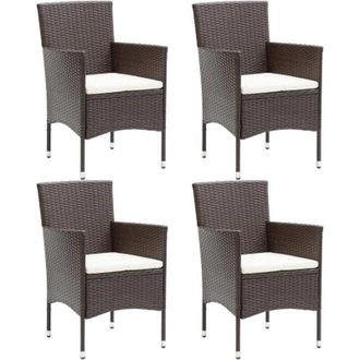 vidaXL Vidaxl - Chaises de salle &agrave; manger de jardin 4 pcs R&eacute;sine tress&eacute;e Marron
