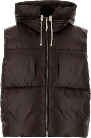 Jil Sander doudoune sans manches à capuche - Marron