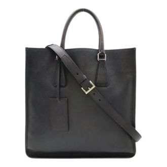 Prada Pre-owned Sac en cuir Saffiano avec logo triangle - Femme - Pre-owned - Noir - Taille: ONE Size