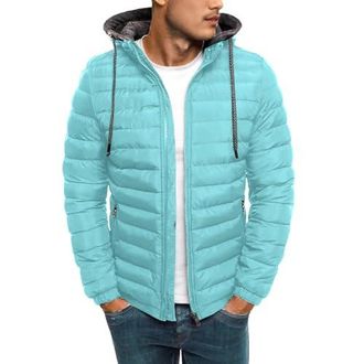 Generic Manteau &eacute;pais &agrave; capuche matelass&eacute; isol&eacute; coupe-vent matelass&eacute; vestes dext&eacute;rieur chaudes manteau dhiver pour homme, bleu 1, XXL