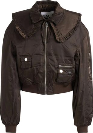 Ganni Femme, Vestes, Noir, Taille: 38 FR Duchesse Nylon Bomber Jacket