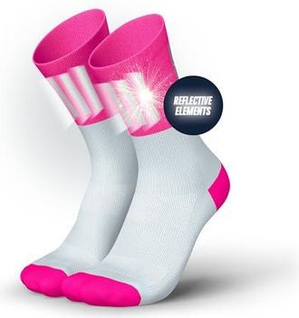 INCYLENCE Chaussettes de course High-Viz avec réflecteurs - Fonctionnelles et respirantes pour une visibilité maximale, 1 paire, V3 Rose, 39-42