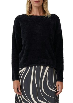 s.Oliver Black Label Strickpullover flauschig, mit U-Boot-Ausschnitt