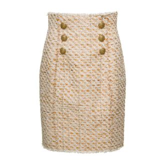 Balmain Beiger Tweedrock mit Goldenen Kn&ouml;pfen - - Skirts - Damen - Beige - M