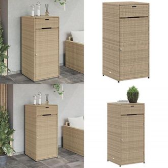 vidaXL Armoire de rangement de jardin beige 55x55x111cm résine tressée - Coffre De Jardin - Rangements Exterieur - Mobilier De Jardin - Armoire De Jardin
