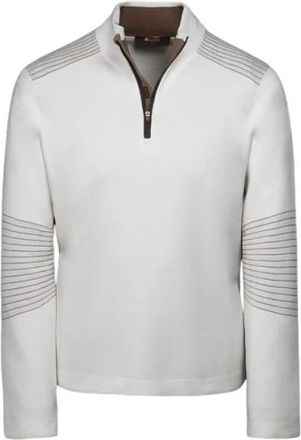 Moorer Homme, Pulls, Blanc, Taille: 3XL Sciores Half-Zip Sweater