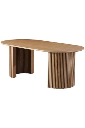 MID.YOU Mid.you Esstisch, Eiche, Holz, Holzwerkstoff, Weide, furniert, oval, Sockel, 200x75x100 cm, Esszimmer, Tische, Esstische, Esstische oval