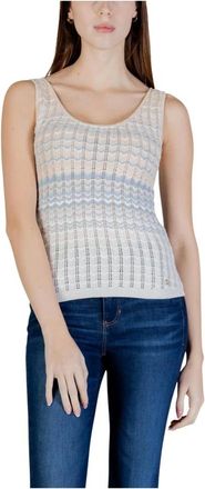 Guess Femme, Tops, Beige, Taille: 38 FR D&eacute;bardeur Sans Manches &agrave; Col Rond