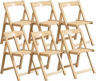 Generic Klappbare Esszimmerstühle Mit Gepolstertem Sitz, Leichte Stühle Für Partys, Klappbar Für Abendessen, Partys, Hochzeiten, Picknicks(Wood-Style A,6 Chai