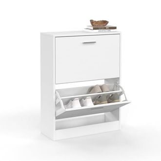 IDMarket Meuble &agrave; Chaussures 12 Paires KLARK 2 Portes Blanc